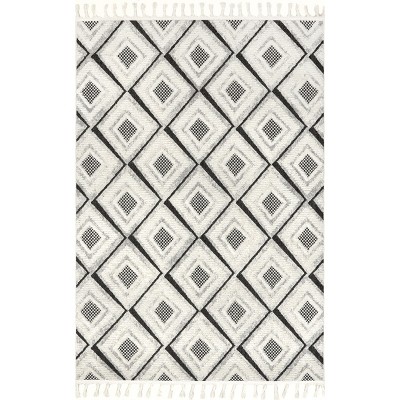 Nuloom Nerissa High/low Diamond Tasseled Area Rug 5x7, Beige : Target