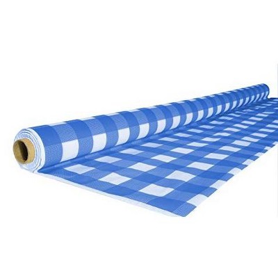 Crown Display 40 In. X 100 Ft. Blue Gingham Table Roll Disposable : Target