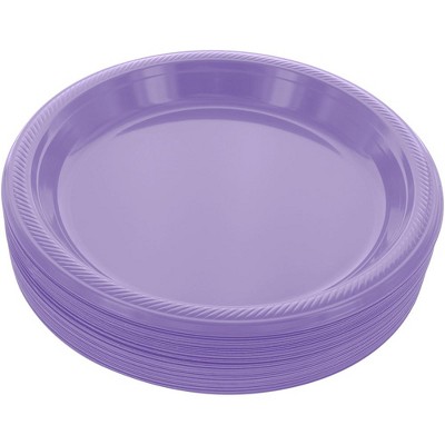 Sparksettings Lavender Disposable Plastic Dessert Plates 7 Inches, Pack ...