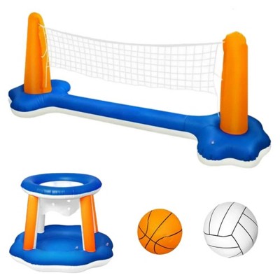 Wopet Inflatable Pool Games Set With Volleyball Net & Basketball Hoop ...