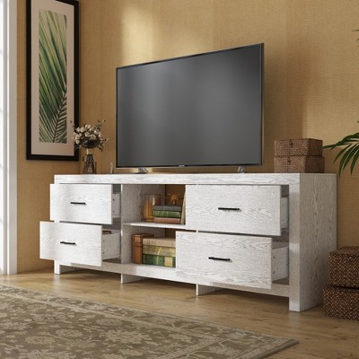 Famapy White 2-drawers Tv Stand With Led Lights Console Table : Target