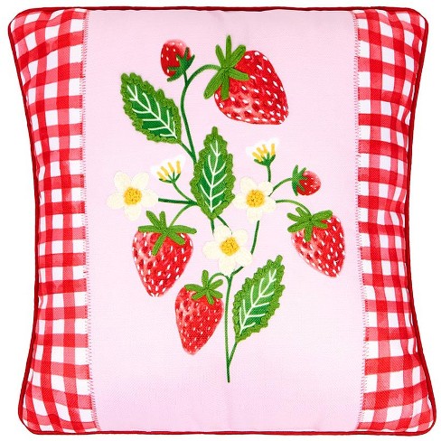 The Lakeside Collection Strawberry Garden Accent Pillows - Strawberry ...