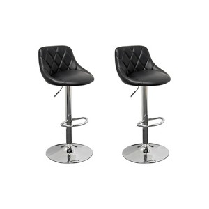 HomeStock 29.2 in. H Black Finish High Back Metal Bar Stool with Faux ...