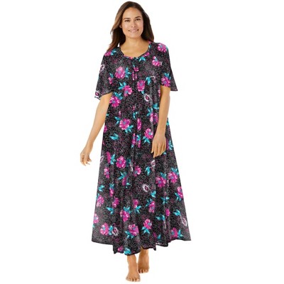 Only Necessities Women's Plus Size Sweeping Printed Lounger - 14/16 ...