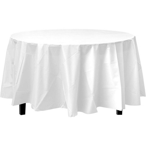 Crown Display Premium Quality Plastic Tablecloth 84 Inch. Round- White ...
