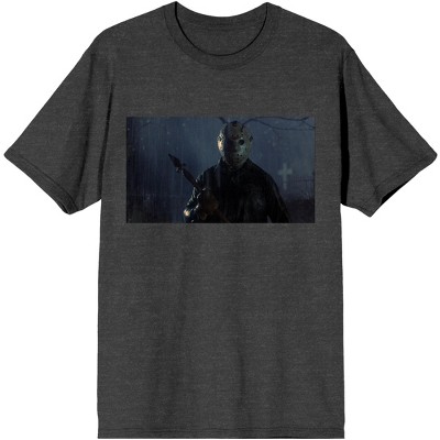 Friday the 13th Jason Voorhees Mens Charcoal Heather Graphic Tee : Target