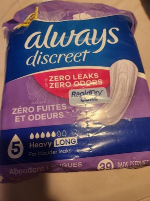 Always Discreet Incontinence Pads - 5 Drop Extra Heavy Long Pads ...