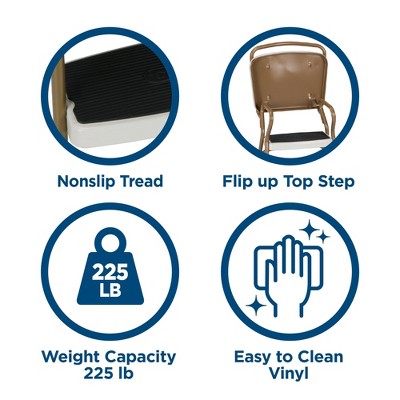 COSCO Stylaire Steel Retro Chair Step Stool with Flip-Up Vinyl Seat ...