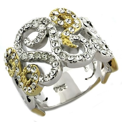 Slickblue Women’s Two-Tone Sterling Silver Ring with Clear Crystals ...