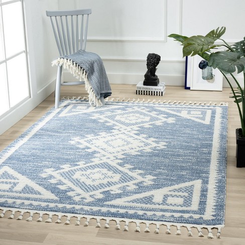 Luxe Weavers South Western Fringe Blue 6x9 Area Rug : Target