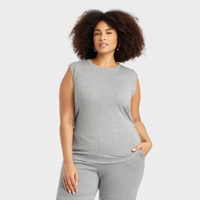 Women's Slim Fit Extended Muscle Tank Top - A New Day™ Gray 4x : Target