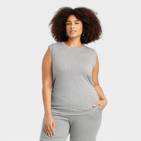 Women's Slim Fit Extended Muscle Tank Top - A New Day™ Gray 2x : Target