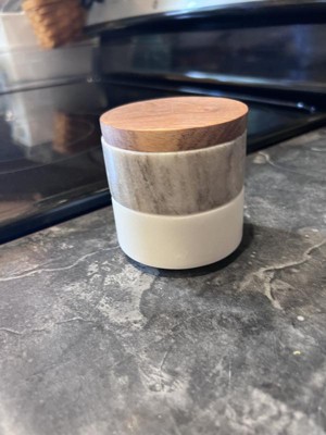 3pc Marble Stacking Salt & Pepper Cellar White/warm Gray - Hearth ...