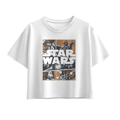 Girls' Star Wars Comic Panel Short Sleeve Boxy Graphic T-Shirt - White ...
