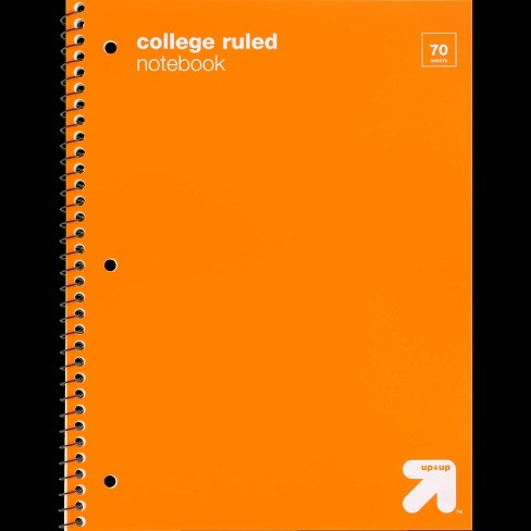 College Ruled Orange 1 Subject Flexible Plastic Cover Spiral Notebook ...