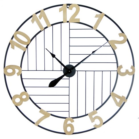 Vip Metal 31 In. Black Geometric Wall Clock : Target