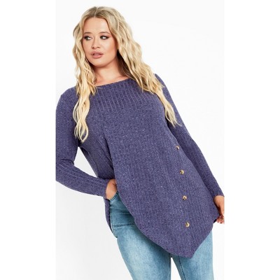 Avenue | Women's Plus Size Hannah Rib Tunic - Blue - 14w : Target