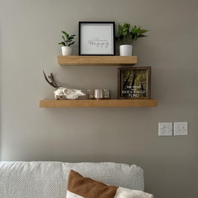 24" Floating Dark Wood Shelf Walnut Brown - Threshold™ : Target