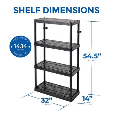 Gracious Living 4 Shelf Fixed Height Ventilated Medium Duty Shelving ...