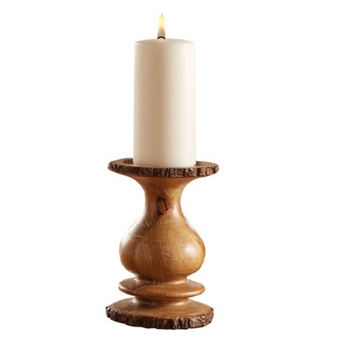 Park Designs Wood With Bark Edge Pillar Holder 9" : Target