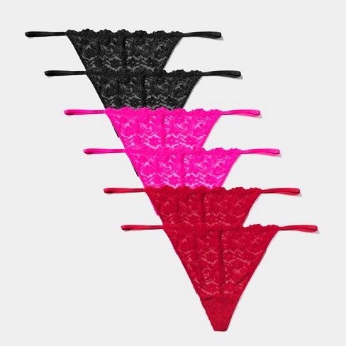 Smart & Sexy Women's Signature Lace String Panty 6 Pack Pink/pink/black ...