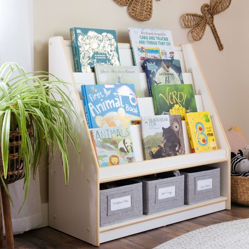 Guidecraft Edq Book And Bin Display - White: Children's Wooden Bookcase ...