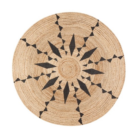 8' Cuitlahuac Round Geometric Rug Natural/black - Anji Mountain : Target