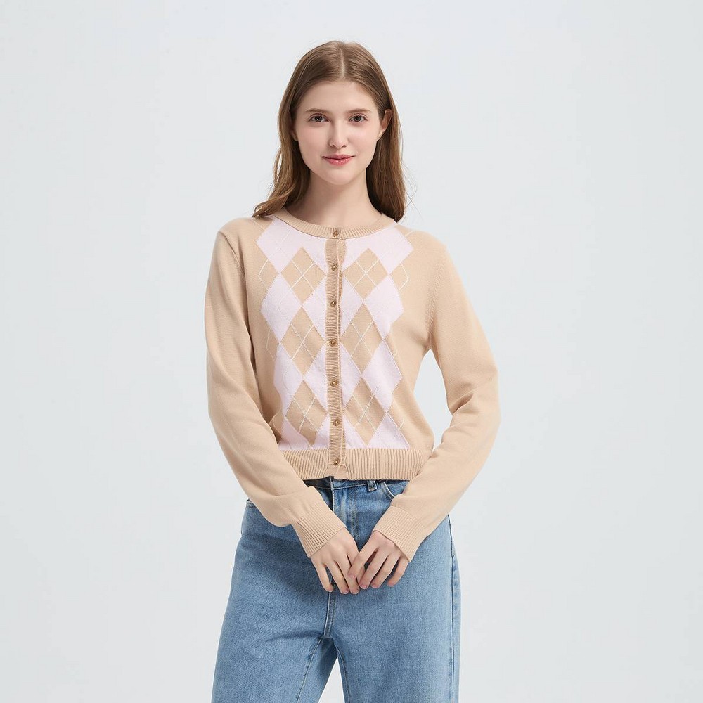 UPC 199592408254 - Women's Argyle Cardigan - Wild Fable™ Tan XS ...