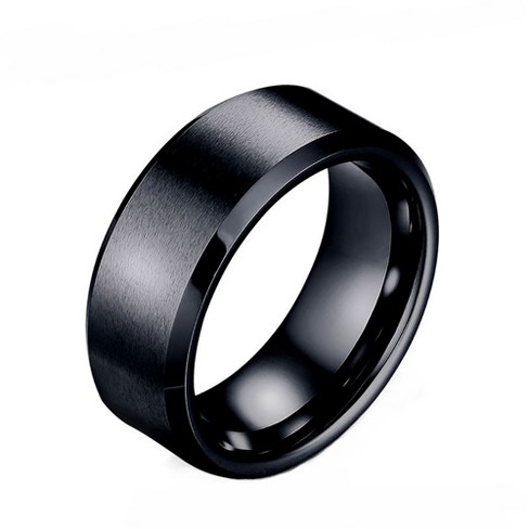 8mm Wedding Band Ring Womens Mens Black Stainless Steel Ginger Lyne ...
