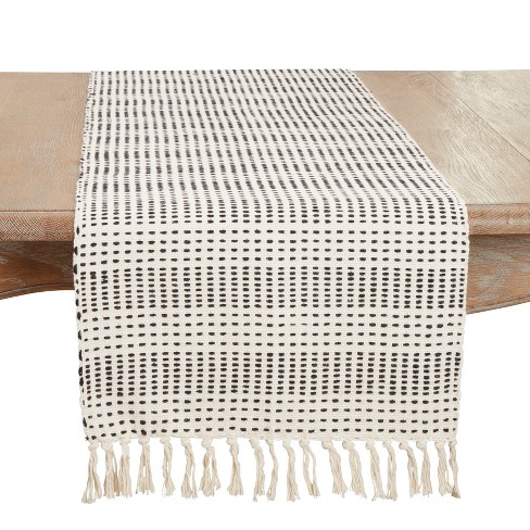 Saro Lifestyle Contemporary Dash Stripe Table Runner, Beige, 16"x72 ...