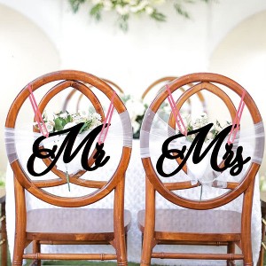 2 Pieces Wooden Wedding Chair Signs,Rustic Chair Back Hanging Pendant ...