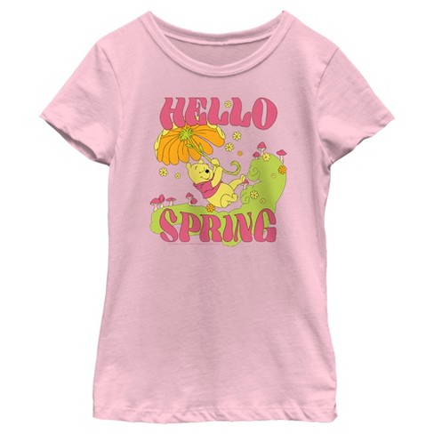 Girl's Winnie The Pooh Hello Spring T-shirt - Light Pink - Small : Target