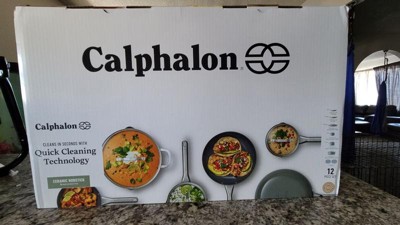 Calphalon 12pc Ceramic Cookware Set Silver Ash: Nonstick, Anodized ...