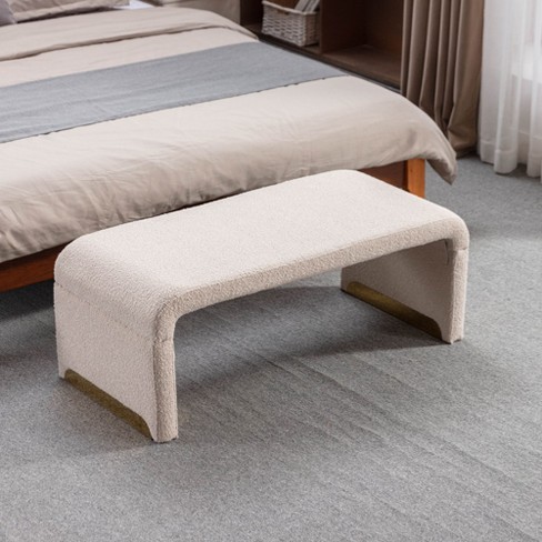Nicbex Bench Shoe Bench Boucle Fabric Loveseat Ottoman Footstool For ...