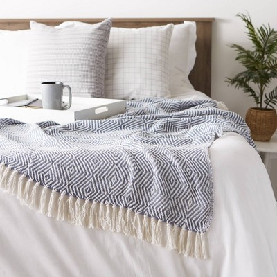 50"x60" Diamond Geometric Throw Blanket Stonewash Blue - Design Imports ...