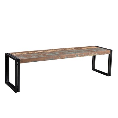 50" Handmade Old Wood Bench With Metal Legs Brown - Timbergirl : Target