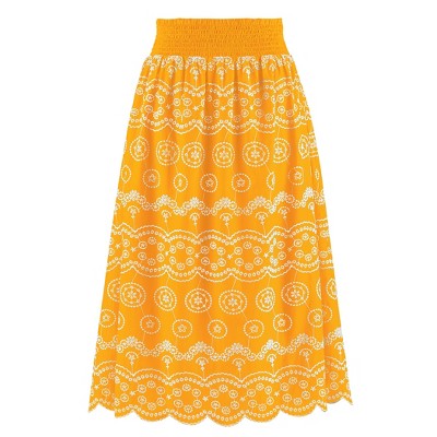 Collections Etc Embroidered Geometric Medallion Scalloped Hem Skirt Xx ...