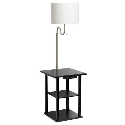 57" Modern 2-tier End Table Floor Lamp Combination With 2 Usb Charging ...