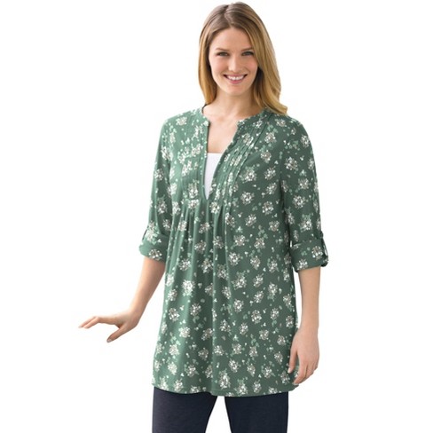 Woman Within Women's Plus Size 7-day Box-stitched Split Neck Tunic - 18 ...