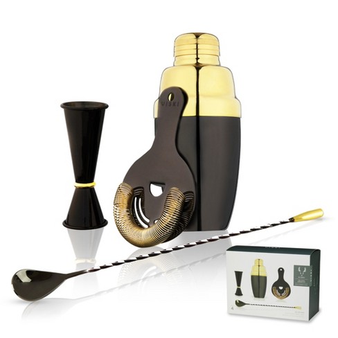 Viski Essential Barware Set, Includes Cobbler Shaker, Hawthorne ...