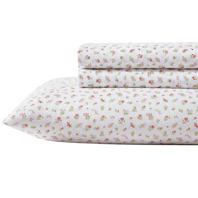 Full Printed Pattern Percale Cotton Sheet Set Mae Pink - Stone Cottage ...