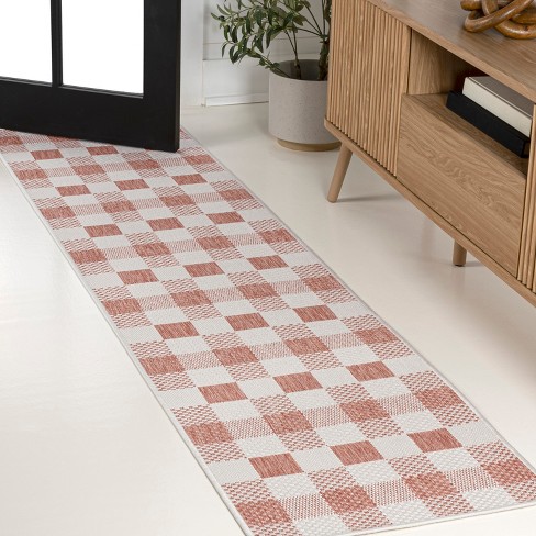 Darcy Traditional Geometric Bold Gingham Salmon/cream 2 Ft. X 8 Ft ...