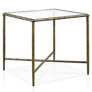 24/7 Shop At Home Parto Modern Forged Metal Square Glass Top End Table ...