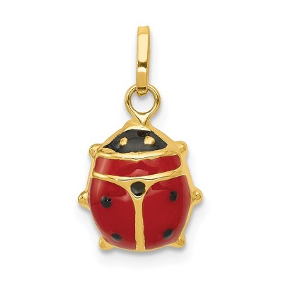 Black Bow Jewelry 14k Yellow Gold 3d Red Enameled Ladybug Charm, 11mm ...