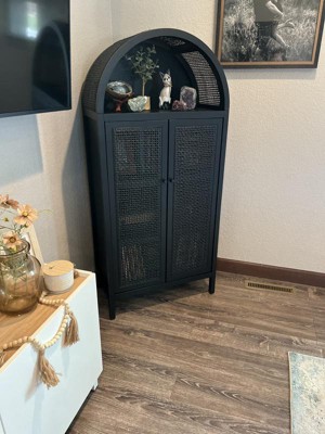 Woven Arched Wood Cabinet Black - Threshold™ : Target