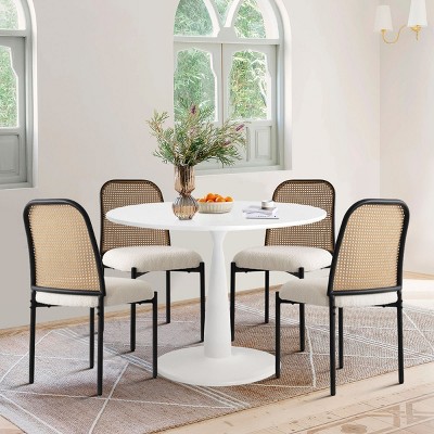 5-piece Round Dining Table Set For 4, 35'' Dining Table With 4 Mesh ...