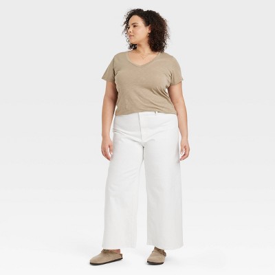 Women's High-rise Sailor Wide Leg Ankle Jeans - Universal Thread™ White ...