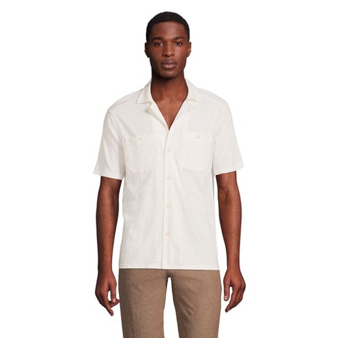 Lands' End Men's Short Sleeve Knit Two Pocket Slub Button Front : Target