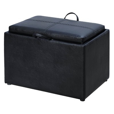 Costway 16''cube Ottoman Pouffe Storage Box Lounge Seat Footstools With ...