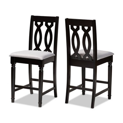 Set Of 2 Calista Barstool Gray/espresso - Baxton Studio : Target